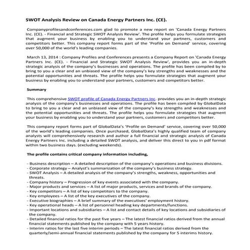 Swot analysis review on burkett oil company, inc. | DOCX