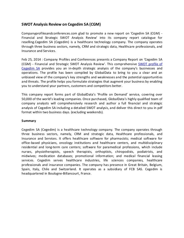 Swot analysis review on cegedim sa (cgm)