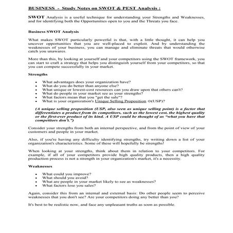 SWOT & PEST Analysis | PDF