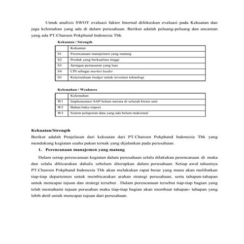 Swot pt charoen pokphand indonesia | PDF