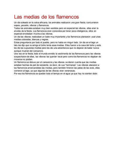 CUENTO : Las medias de los flamencos | PPT