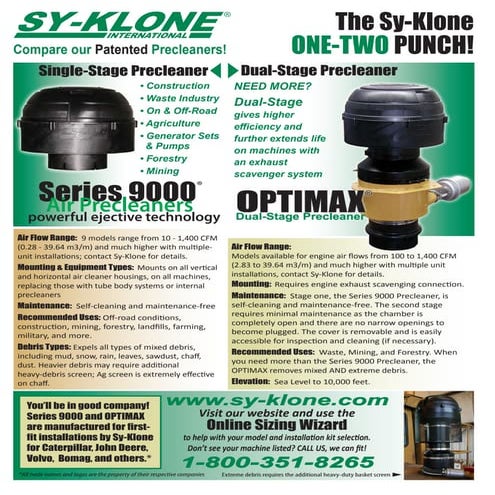 Air precleaners by Sy klone (системы воздухоочистки) | PDF
