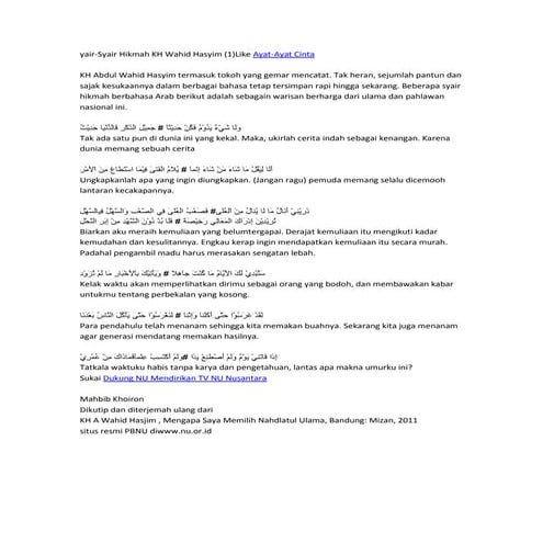 Syair kh wahid hasyim | DOCX