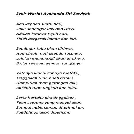 Syair wasiat ayahanda siti zawiyah | DOC