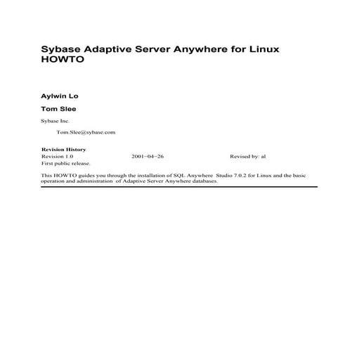 Sybase Adaptive Server Anywhere for Linux | PDF