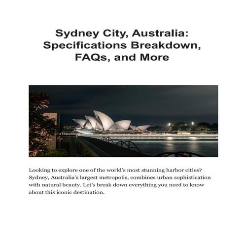 Sydney City, Australia: Specifications Br | PDF