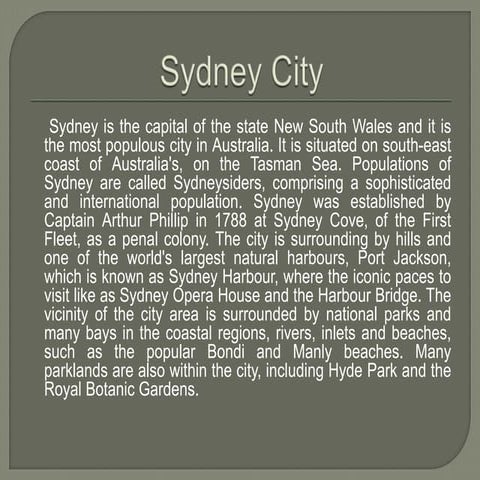 Sydney city travel guide | PPT