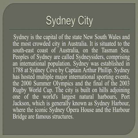 Sydney presentation | PPT