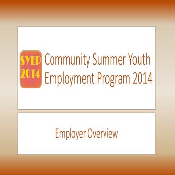 SYEP 2014 Employer Overview | PPT