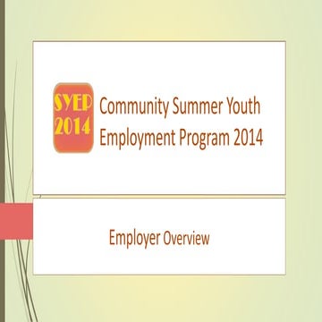 SYEP Employer Overview | PPT