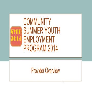 SYEP Providers Overview | PPT