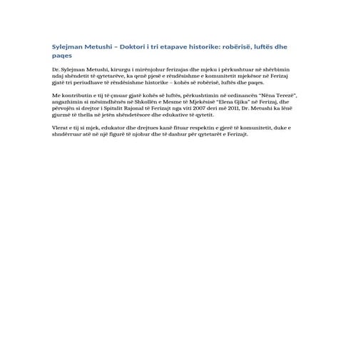 Dr. Sylejman Metushi – Doktori i tri etapave historike: robërisë ...