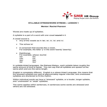 Syllable stress notes | PDF