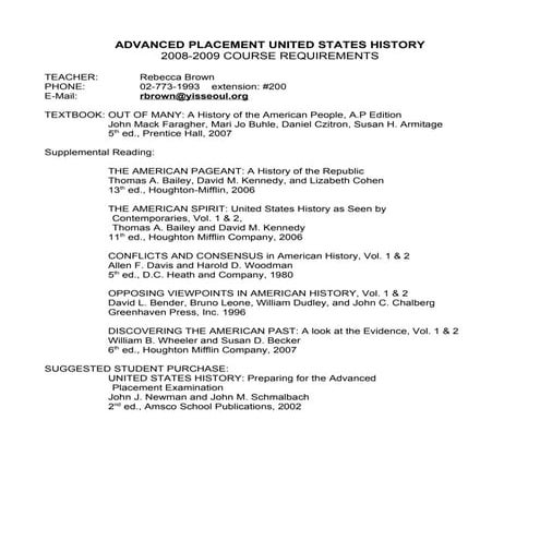 AP US History Syllabus | DOCX