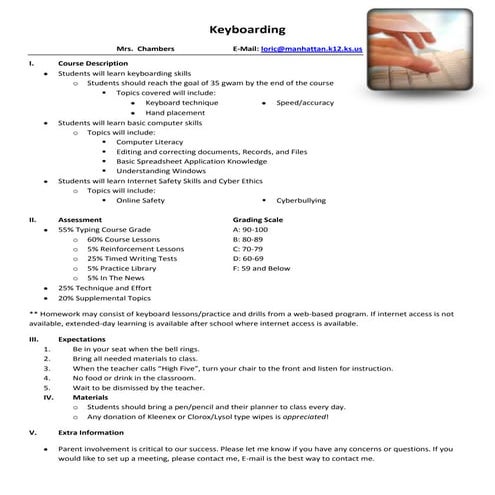 Keyboarding Syllabus | PDF