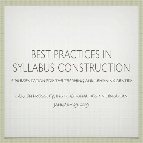 Best Practices in Syllabus Construction | PDF