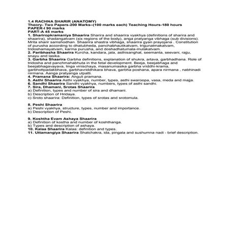 1 st BAMS Anatomy Syllabus | DOCX