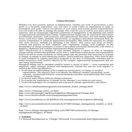 Syllabus - Change Management | PDF