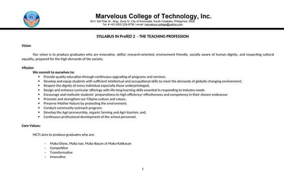 The-Teaching-Profession-SYLLABUS.docx | Professional School ...