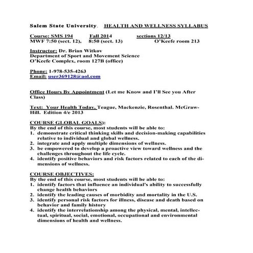 Syllabus2014healthandwellness194 | PDF