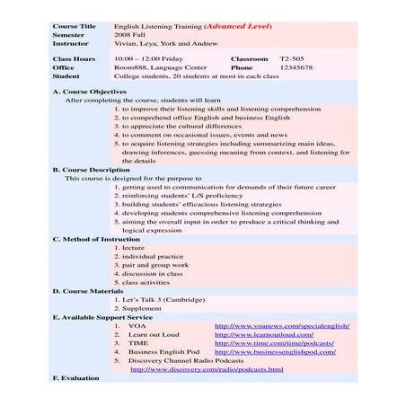 Syllabus Advanced | PDF
