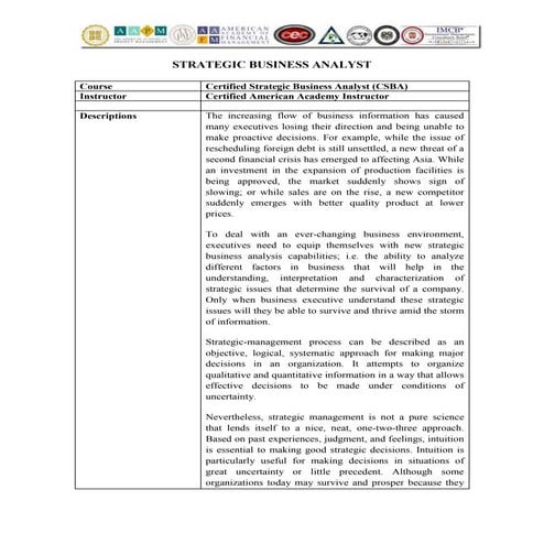 Syllabus Certified Strategic Business Analyst Doc