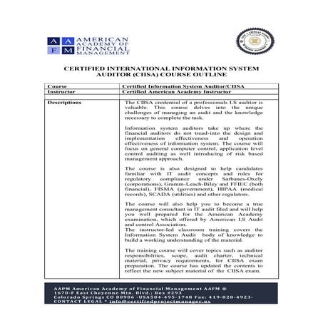 Syllabus CIISA ( Certified Internasional Information System Auditor ).pdf | IT and Internet ...