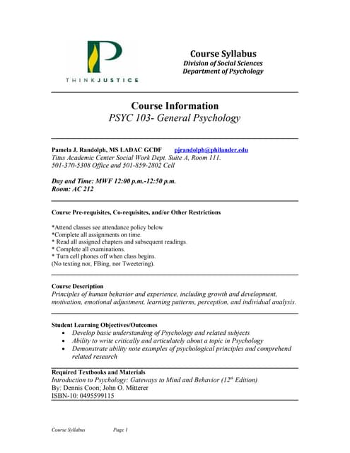 Psych Syllabus | DOC