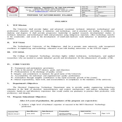 Syllabus (electrical circuit 1) | DOCX