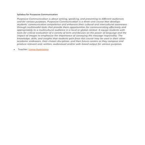 Purposive-Communication Subject in 1st year | PDF