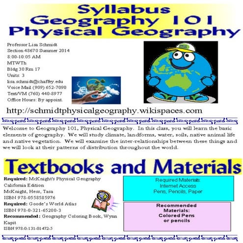 Syllabus geog 101 summer 2014 s | PDF