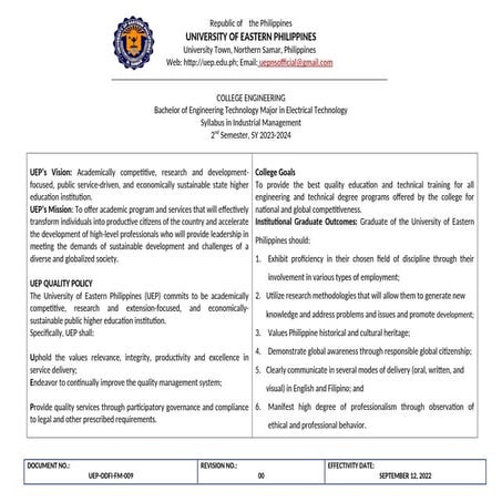 Syllabus Industrial Management 2024 Docx