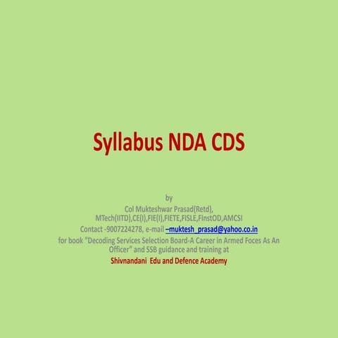 Syllabus NDA and CDS Written examination | PPTX