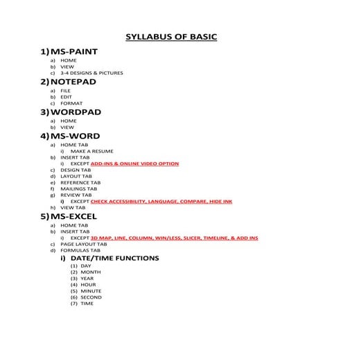 Syllabus of basic | PDF