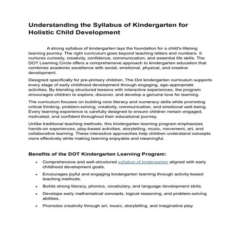 The Dot Phonics Learning for Kindergarten | PDF