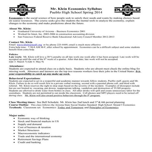 Syllabus spring 2013 economics | DOC