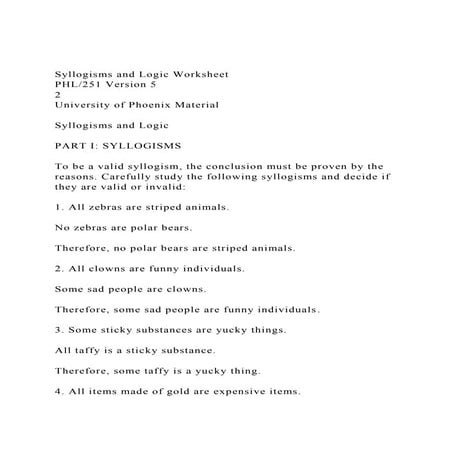 Syllogisms and Logic WorksheetPHL251 Version 52University.docx
