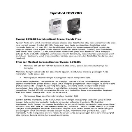 Barcode Scanner Symbol DS9208 | PDF