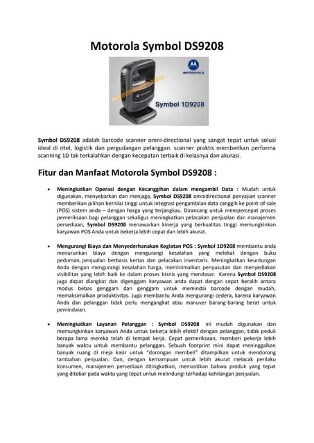 Barcode Scanner Symbol DS9208 | PDF