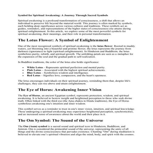 Unlocking the Symbol for Spiritual Awakening | PDF