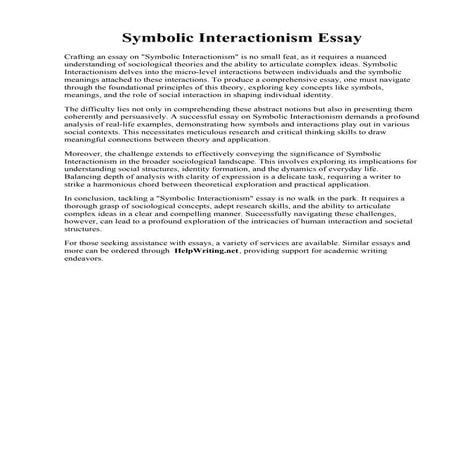 Symbolic Interactionism Essay | PDF