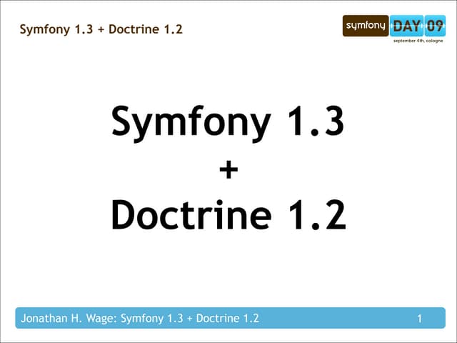 Symfony 13 Doctrine 12 Ppt