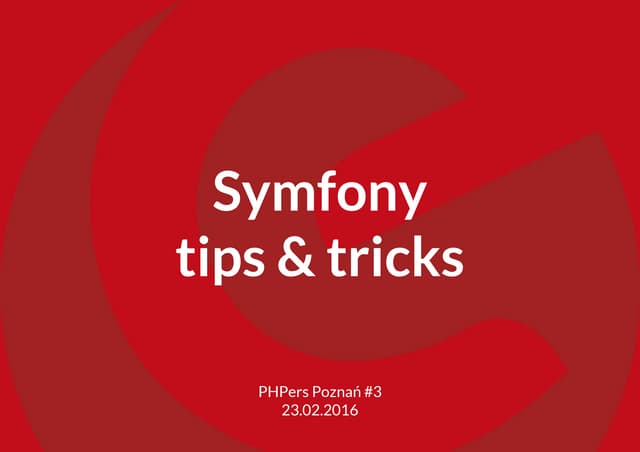 Symfony Tips And Tricks Pdf Web Development Internet 6192