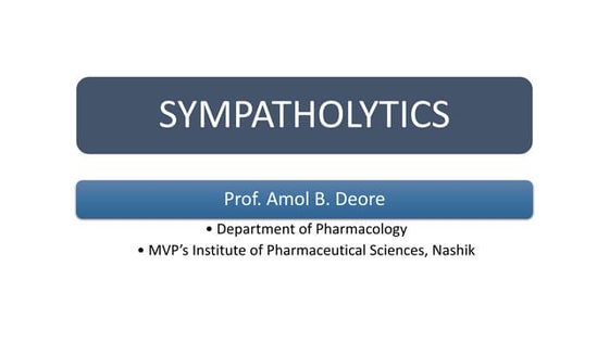 Sympatholytics | PPT