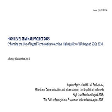 H.E. Mr Rudiantara's Keynote Speech at the High Level Seminar Project ...