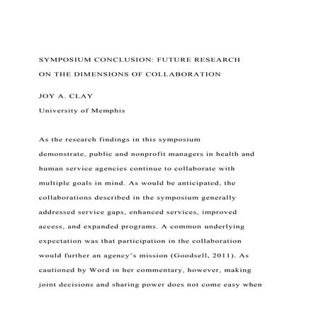 SYMPOSIUM CONCLUSION FUTURE RESEARCH ON THE DIMENSIONS OF.docx