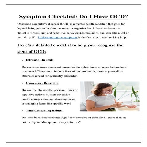 Symptom Checklist: Do I Have OCD? pdffile | PDF
