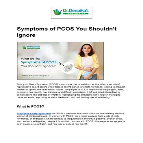 What is PCOS: Symptoms, Diagnosis, and Treatment Options | PDF