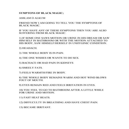 Symptons Of Black Magic | DOC