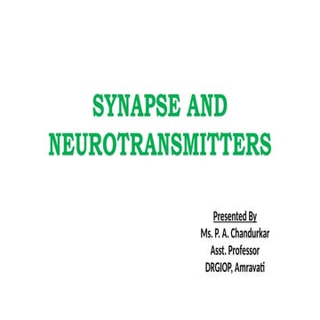 SYNAPSE AND NEUROTRANSMITTERS (Nervous System).pptx